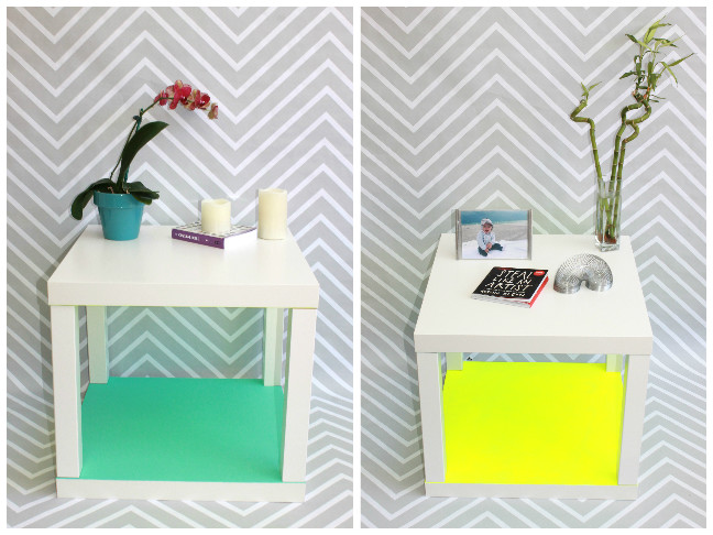 DIY IKEA Lack Coffee Table Hack Pop of Neon Cube